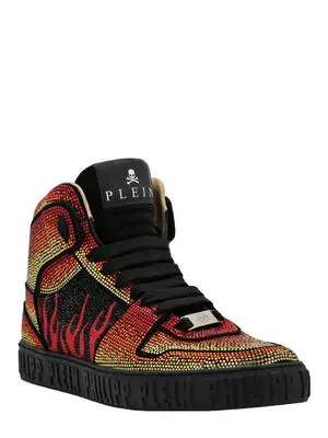 Philipp Plein Philipp Plein High-Top Sneakers With Rhinestone Flames Black/multicolored