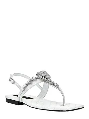 Philipp Plein Embellished Flat Sandals - White