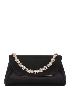 Badgley Mischka Seraphina Clutch With Crystal Necklace Handslip - Black