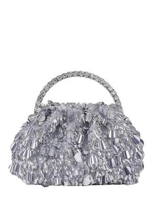 Badgley Mischka Remy Mixed Sequin Pouch Clutch - Silver