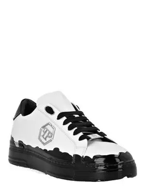 Philipp Plein Nappa Leather Low Top Sneakers With Resin Sole - Black