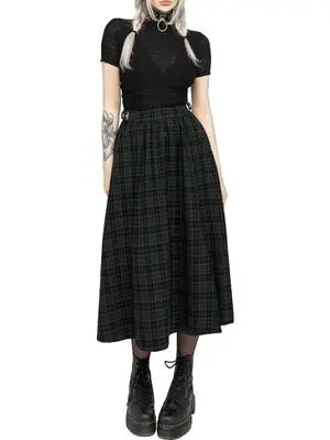DISTURBIA Nightingale Buckled Midi Skirt - Grey
