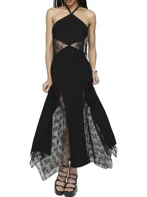 DISTURBIA Endora Lace Side Panel Maxi Dress - Black