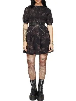 DISTURBIA Cashmere Woodland Moth Mini Dress - Black