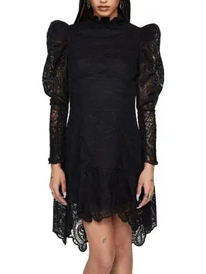 DISTURBIA Lyra High Neck Lace Mini Dress - Black