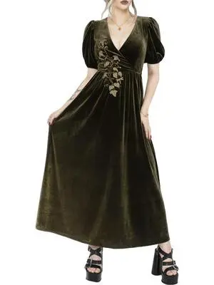 DISTURBIA Noura Floral Dragonfly Midaxi Dress - Green