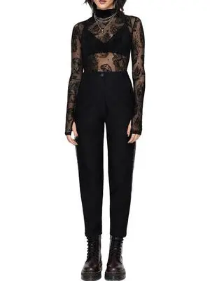 DISTURBIA Nocturne Tapered Trousers With Chain Trim - Black