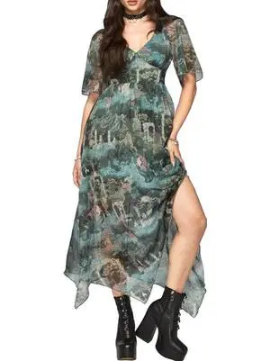 DISTURBIA Thalassa Lace-up Midaxi Dress - Blue