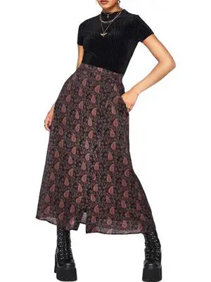 DISTURBIA Isola Button-up Midaxi Skirt - Red