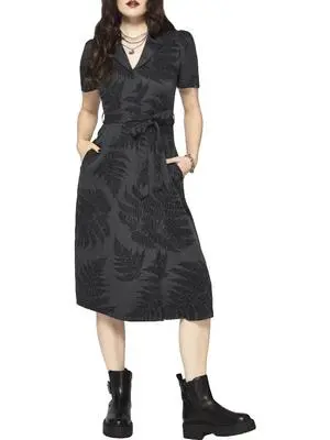 DISTURBIA Ruin Fern Button Midi Shirt Dress - Grey