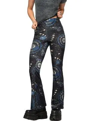 DISTURBIA Celestial Velour Flare Trousers - Blue