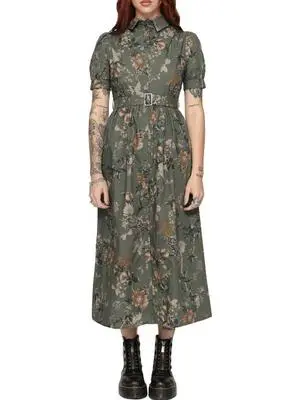 DISTURBIA Poison Eden Midi Shirt Dress - Green