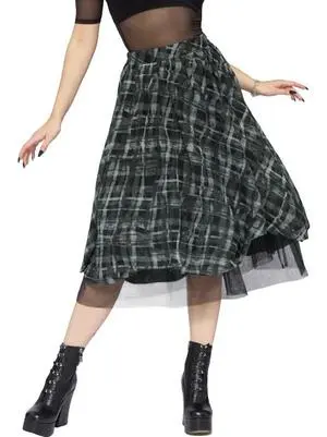 DISTURBIA Rhoswen Layered Check Hitched Skirt