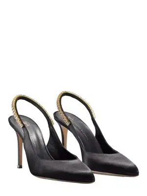 TEMPERLEY LONDON Raven Satin Slingbacks Black