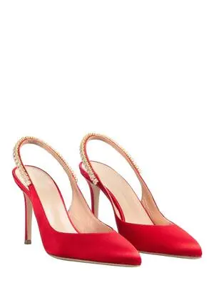 TEMPERLEY LONDON Raven Satin Slingbacks Red