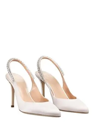 TEMPERLEY LONDON Raven Satin Slingbacks White