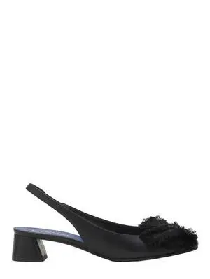 LANVIN Heeled Slingback Ballerina In Leather - Black
