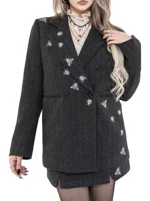 DISTURBIA Chrysina Sequin Embellished Blazer - Grey