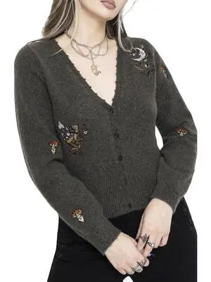 DISTURBIA Hexborn Baba Yaga Knit Cardigan - Grey