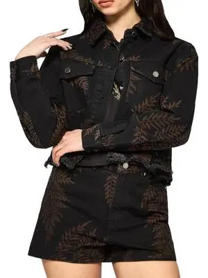 DISTURBIA Ruin Fern Distressed Denim Jacket - Black