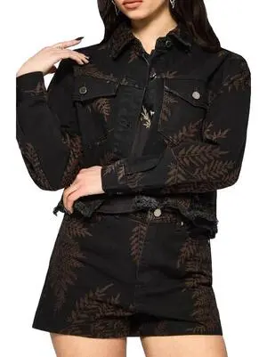 DISTURBIA Ruin Fern Distressed Denim Jacket - Black