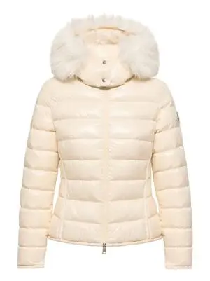 Moncler Badyeffe Hooded Short Down Jacket With Faux Fur Trim - White