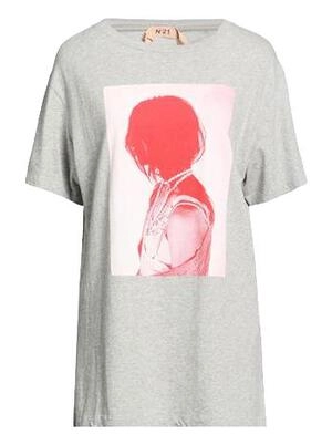 N°21 Graphic Print Cotton T-shirt - Light Grey