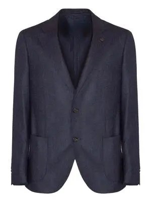 LARDINI Herringbone Two-button Blazer - Blue