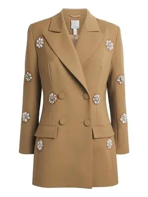 Huishan Zhang Wool Embellished Joanne Blazer - Beige