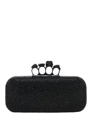 Alexander McQueen Long Crystal-embellished Knuckle Clutch Bag - Black