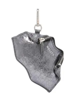 Alexander McQueen Cracked Metallic Leather Manta Bag Charm - Silver