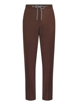 Corneliani Virgin Wool-blend Slim Tailored Trousers - Brown