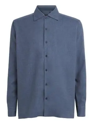 Colombo Cotton Twill Shirt - Navy