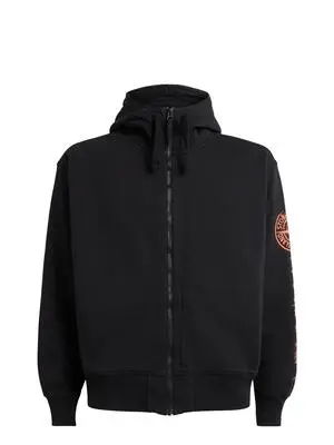 Stone Island Oversized Compass Zip-up Hoodie - Black
