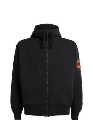 Stone Island Oversized Compass Zip-up Hoodie - Black