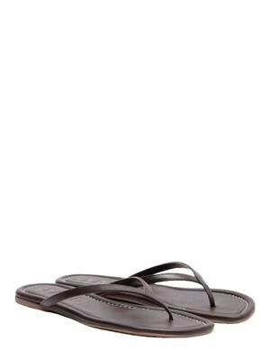 Staud Freja Leather Thong Sandals - Gray
