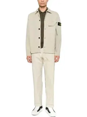 Stone Island Logo-patch Long-sleeve Polo Shirt - Green