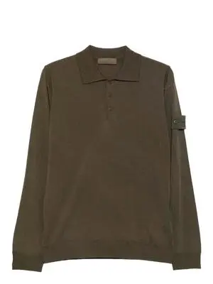 Stone Island Logo-patch Long-sleeve Polo Shirt - Green