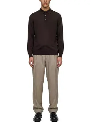 LARDINI Long-sleeve Polo Shirt - Brown