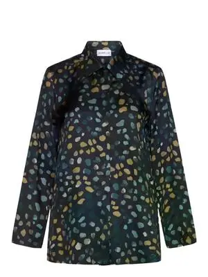 Marella Abstract-print Twill Shirt - Blue