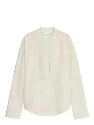 Closed Pleated Bib-front Shirt - Neutrals