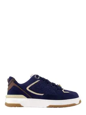 Versace Versace Biggie Greca-Pattern Suede Sneakers Blue