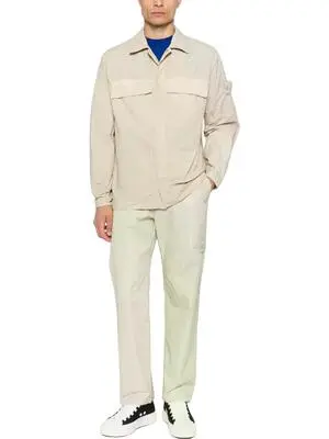 Stone Island Logo Patch Cotton Trousers - Neutrals