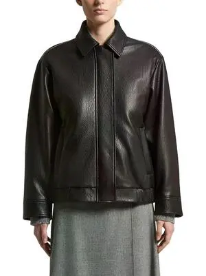 Peserico Leather Jacket - Brown