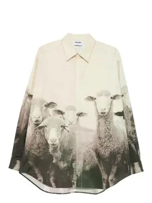 Moschino Print-detail Long-sleeve Shirt - Neutrals