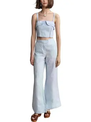 HEVRON Alba Ladder-stitch Cropped Top - Blue