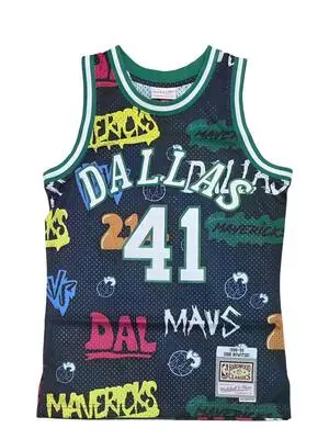 Mitchell & Ness Swingman Graffiti Print Jersey - Black