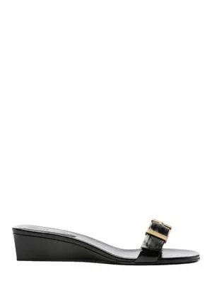 Khaite Manhattan Buckle-detail Wedge Sandals - Black