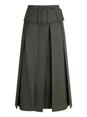 PATOU Belted Pleated Midi Skirt - Green