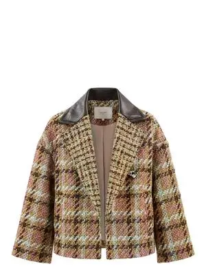 ODEEH Check-pattern Notched-lapel Jacket - Pink